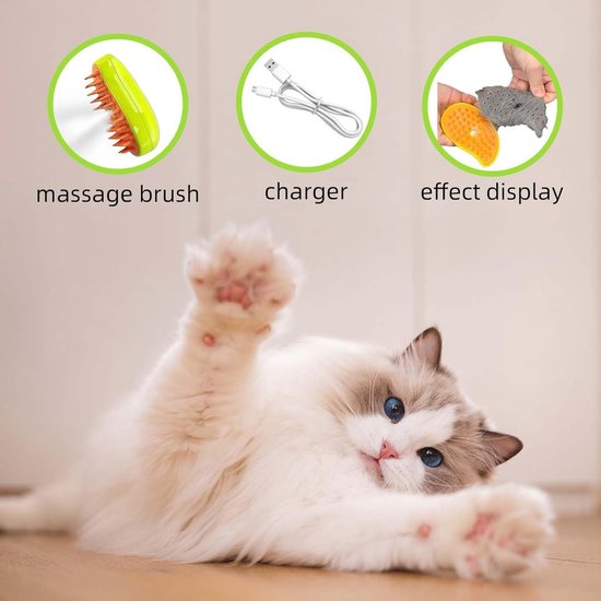 3 in 1 Kat en Hond Stomende Borstel - Verzorging & Ontwollen - 1 stuk ...