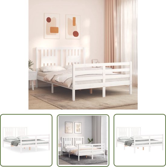 vidaXL Grenen Hout Bed - Bed Frame - Bedframe met hoofdbord massief ...