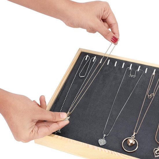 Kettingen Display Tray Bak Doos met 20 Haken - Grijs Velours Inleg - 24 ...