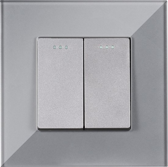 Navaris dubbele lichtschakelaar voor wand - Lichtknop van glas - Licht ...