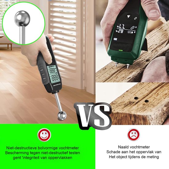 Vochtmeter voor Muren, 20-40 mm - Hout, Metselwerk, Pleisterwerk ...