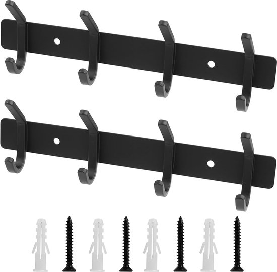 JGS ® Handige Muurhaken Set van 2 voor Diverse Ruimtes met Vier Haken | bol