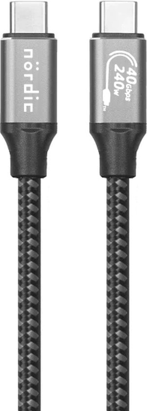 NÖRDIC USB4-202 - USB-C kabel met E-marker - 240W PD3.1 snelladen - 40Gb/s - tot... | bol.com