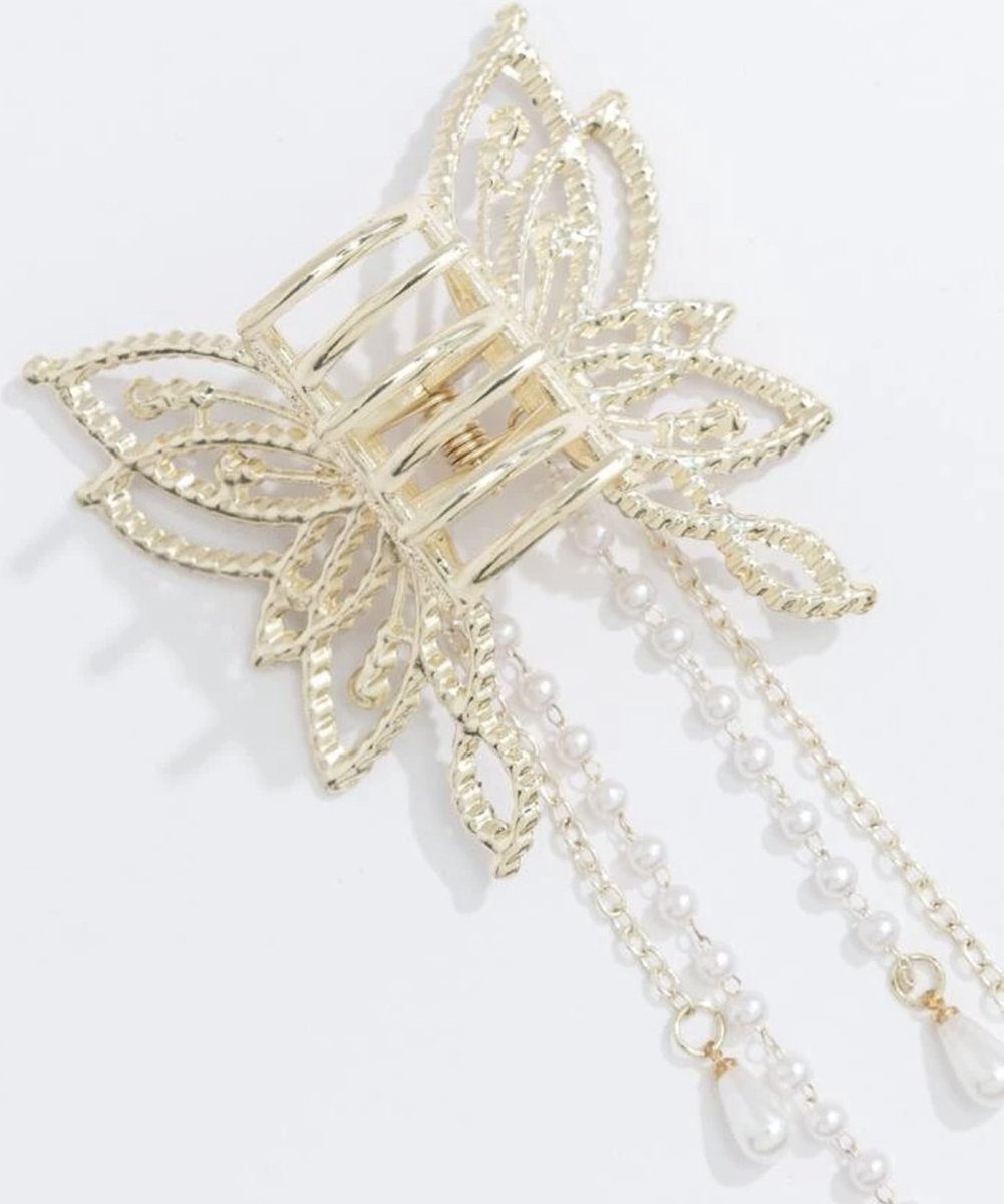 Luxe Haarklem vlinder met parels- Haarclip/Haarspeld - Haaraccessoires ...