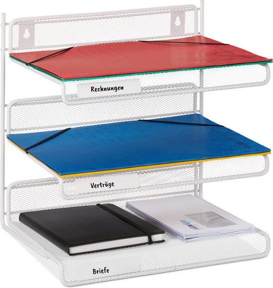 brievenbak - 3 laags - a4 - metaal - staand - muur - 32 x 33 x 24,5 cm ...