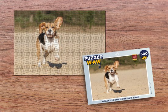 Puzzel Beagle loopt door het zand - Legpuzzel - Puzzel 500 stukjes ...
