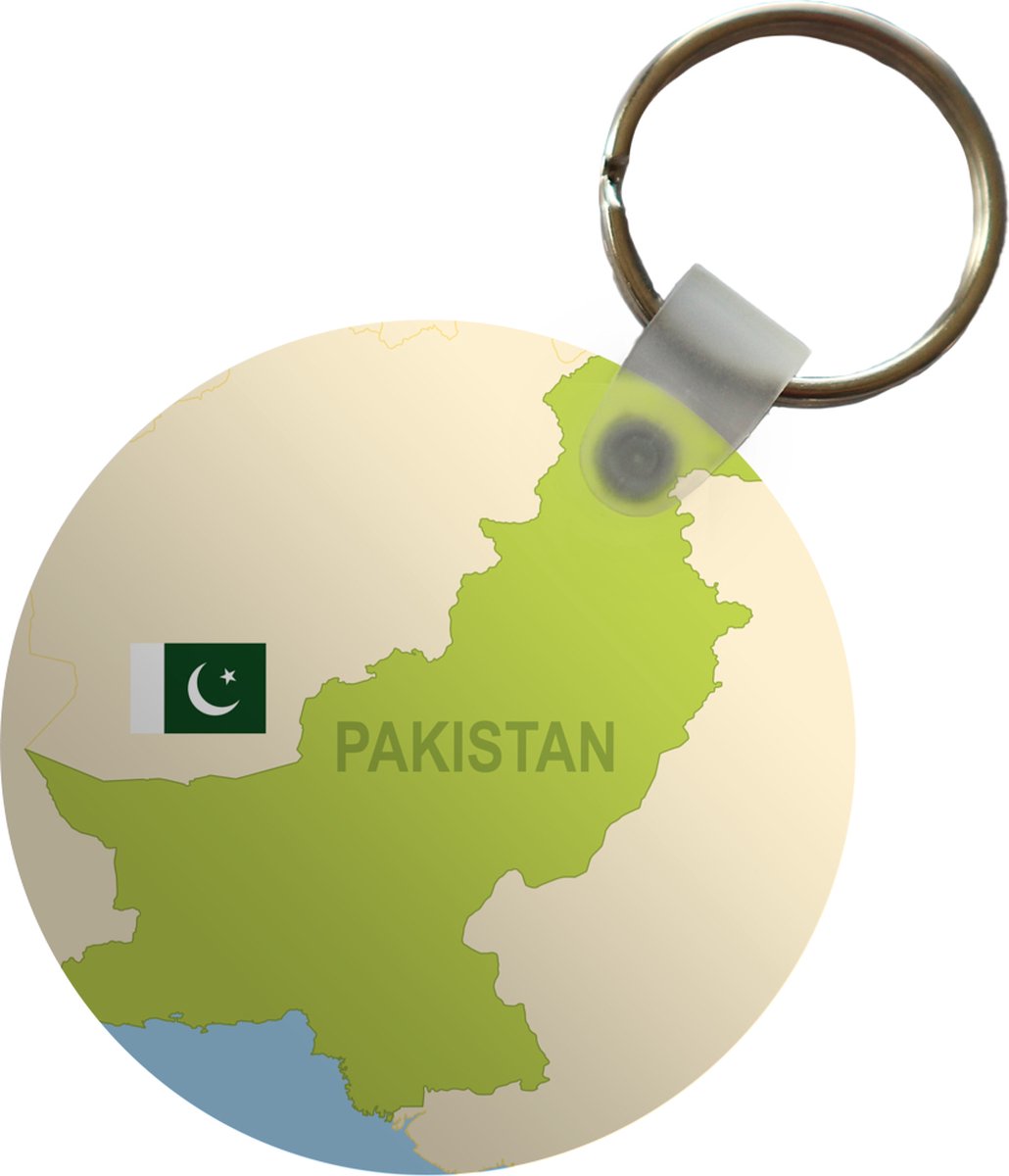 Sleutelhanger - Een illustratie van een groene kaart van Pakistan met ...
