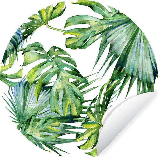 WallCircle - Muurstickers - Behangcirkel - Monstera - Patroon - Waterverf - Meisjes -... | bol