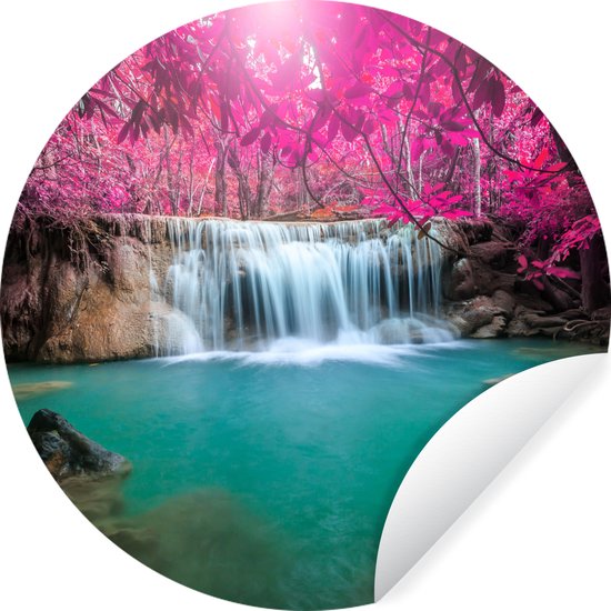 Behangcirkel - Waterval - Boom - Roze - 30x30 cm - Zelfklevend behang ...