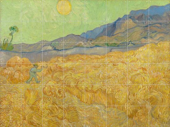 IXXI Korenveld met maaier en zon - Vincent van Gogh - Wanddecoratie - 120 x 160 cm | bol