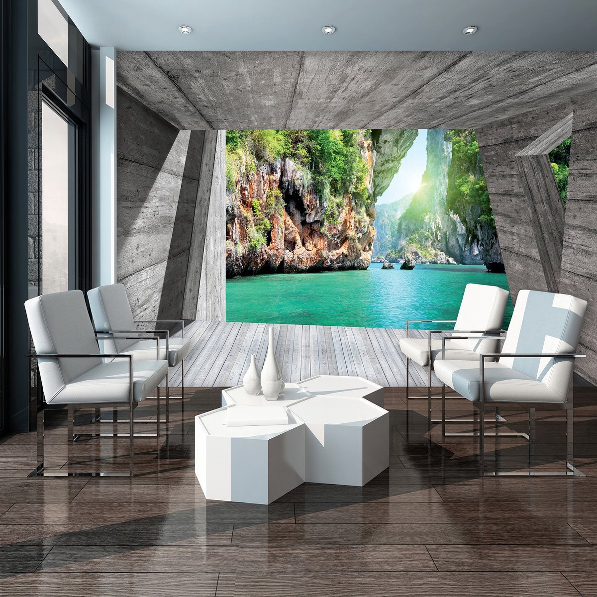 Fotobehangkoning - Fotobehang - Vliesbehang - 3D Behang - Uitzicht het ...
