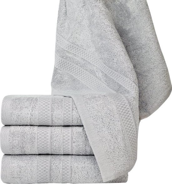 Bad/handdoeken bamboo - set van 4 - Grijs - 50x90cm | bol.com