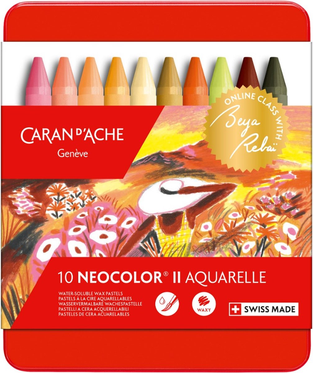 Caran d'Ache Neocolor II set 10 kleuren - warm | bol