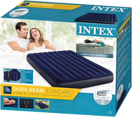 Intex Luchtbed met pomp opblaasbaar Dura-Beam 152x203x25 cm blauw | bol