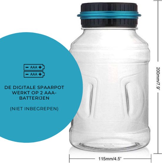 ZoeZo - Digitale spaarpot met munten teller - Euro - Blauw - Muntgeld | bol.com