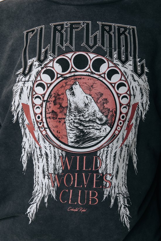 Colourful Rebel Wolves Club Washed Sweat - XS | bol.com