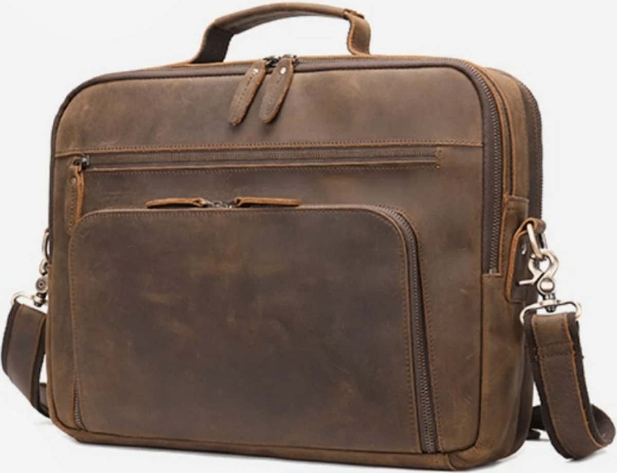 Laptoptas 15 6 inch Schoudertas heren Handtas Waterdichte tas Leder ...