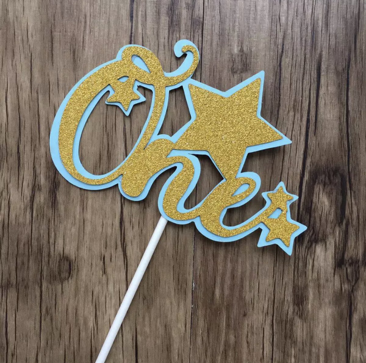 Taart Decoratie One - Taart Topper 1 jaar - Taart Versiering Blauw ...