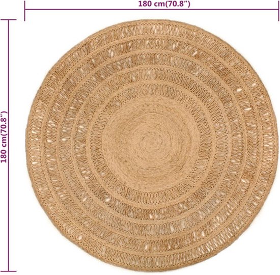 vidaXL Tapijt rond 180 cm gevlochten jute | bol.com