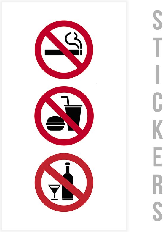 Pictogram/ sticker | Rookverbod - Verboden te eten - Alcohol verbod ...