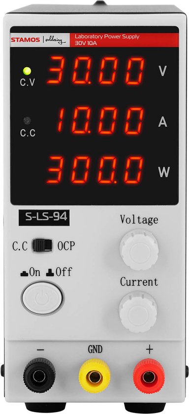 Stamos Laboratorium voeding - 0 - 30 V - 0-10 A DC - 300 W - 4-cijferig ...
