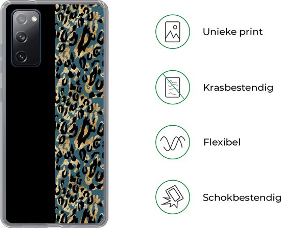 Telefoonhoesje Geschikt voor Samsung Galaxy S20 FE hoesje - Panterprint - Goud - Vacht... | bol