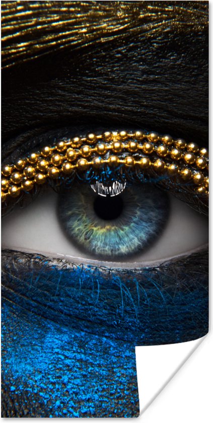 Poster Vrouw - Ogen - Make up - Luxe - Goud - 20x40 cm | bol