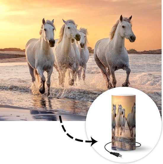 Lamp - Nachtlampje - Tafellamp slaapkamer - Paarden - Zon - Zee ...