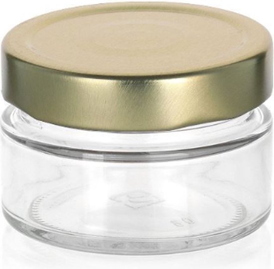 Ornina - Pot rond en verre de luxe 130 ml avec couvercle doré - pot de conservation | bol.com