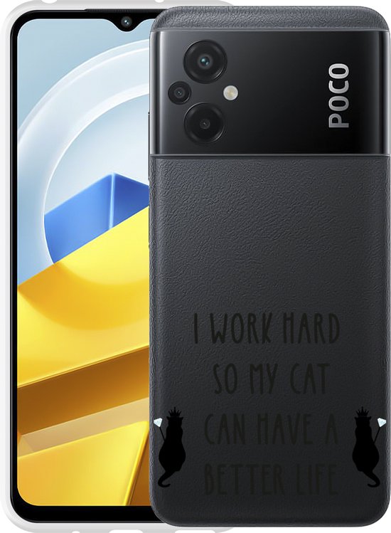 Cazy Hoesje geschikt voor Poco M5 - Royalty Cat Zwart | bol