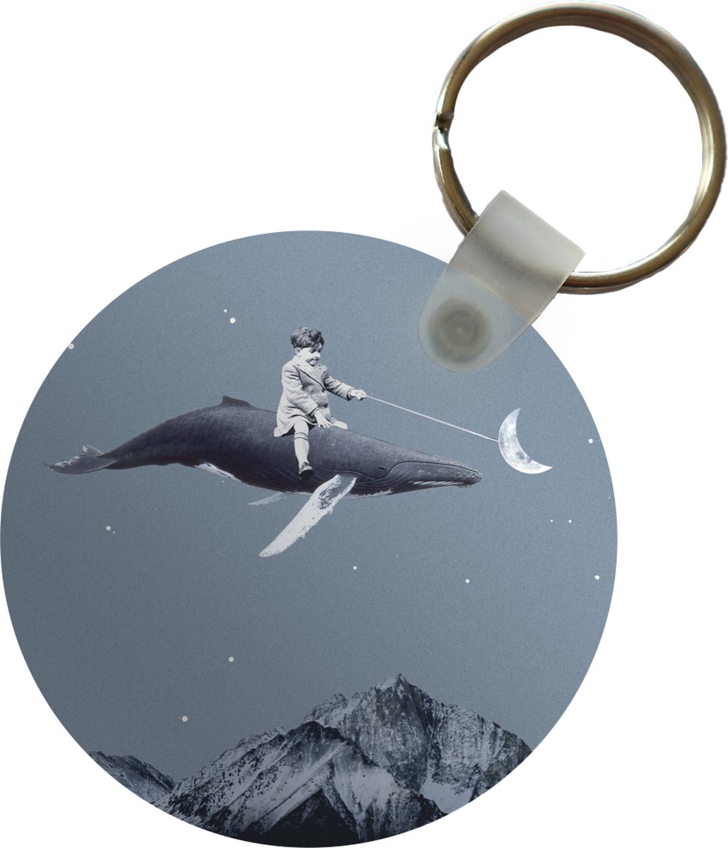 Sleutelhanger - Ruimte - Jongen - Maan - Walvis - Plastic - Rond ...
