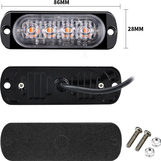 Grill Stroboscoop Flitsers Oranje / Geel LED Zwaailichten (set) [Grillflitsers -... | bol.com