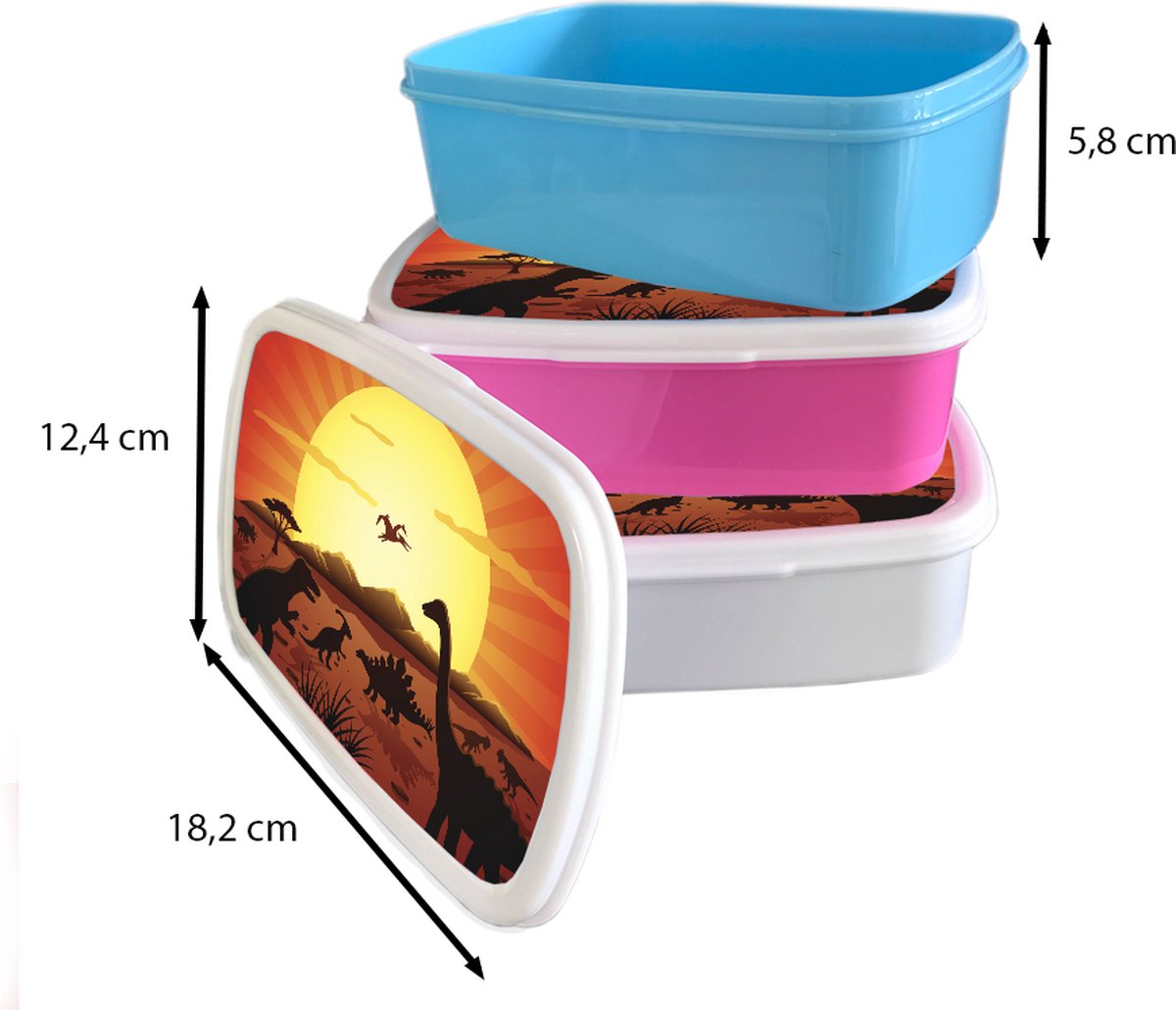 Broodtrommel Wit - Lunchbox - Brooddoos - Dino - Zon - Natuur ...