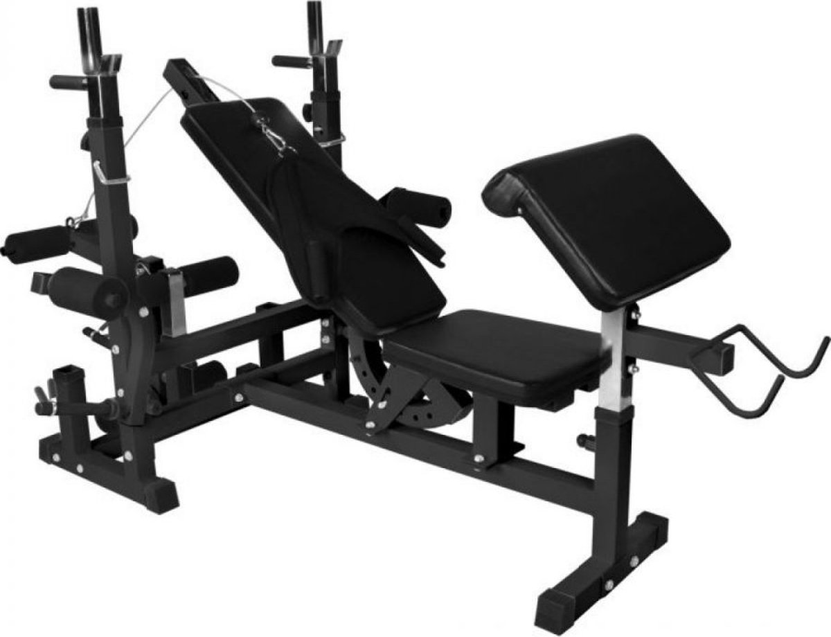Gorilla Sports Universele Halterbank Zwart Met 100 kg Halterset Gripper ...