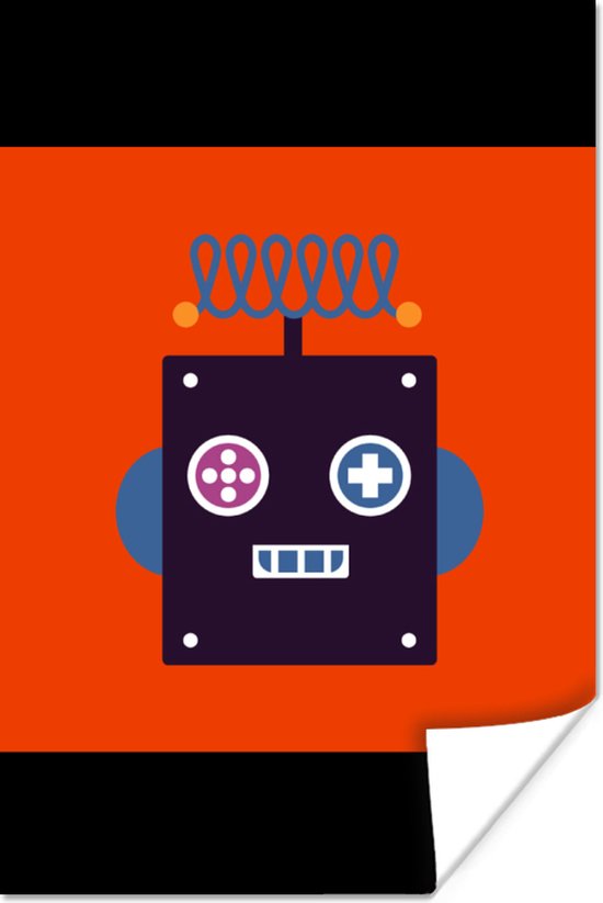 Poster kinderen - Schilderij voor kinderen - Robot - Blauw - Paars ...