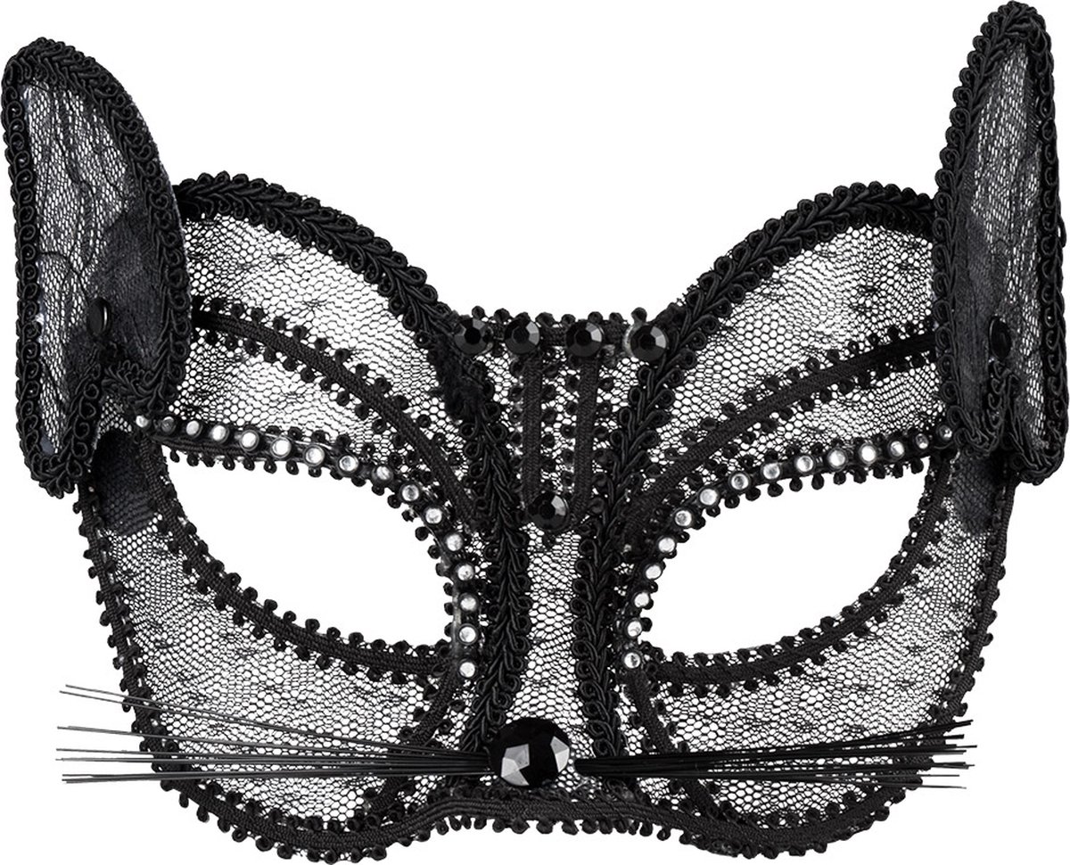 Boland - Kanten oogmasker Kat de luxe Zwart - Volwassenen - Kat | bol.com