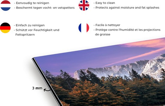 Spatscherm keuken 70x50 cm - Kookplaat achterwand Bergen - Bos - Water ...