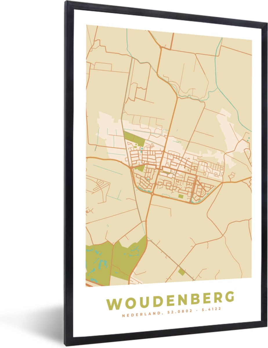 Fotolijst incl. Poster - Kaart - Plattegrond - Woudenberg - Stadskaart ...
