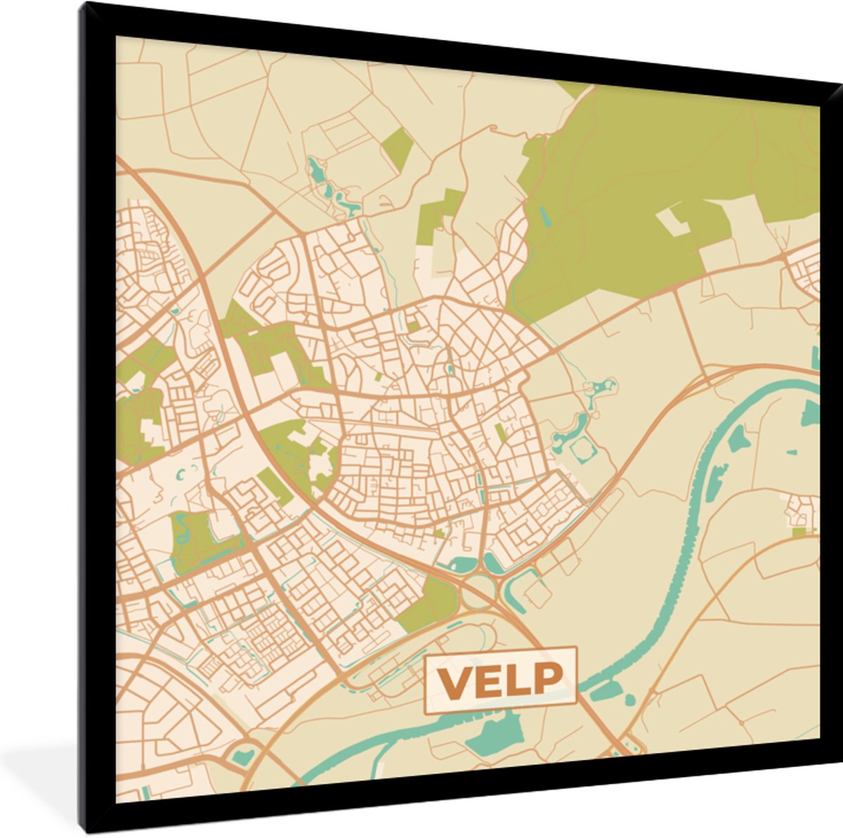 Fotolijst incl. Poster - Kaart - Plattegrond - Stadskaart - Velp ...