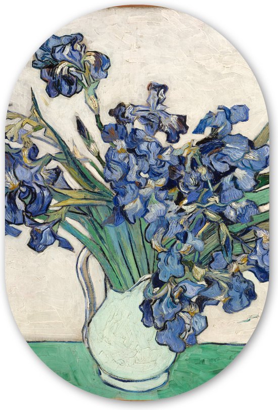 Muurovaal - Kunststof Wanddecoratie - Ovalen Schilderij - Stilleven van irissen -... | bol.com