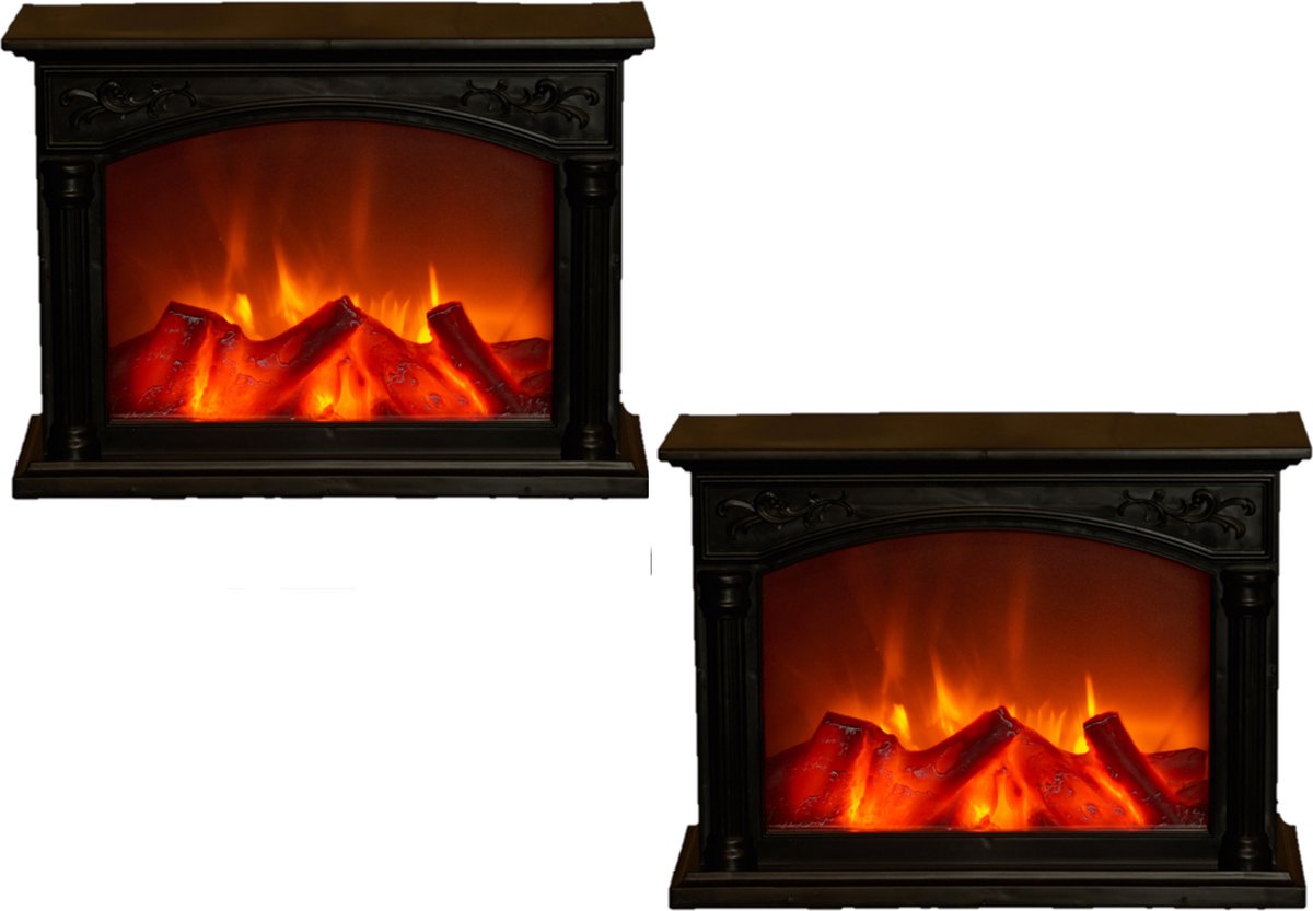 Sfeerhaard/open haard zwart met led verlichting L33 x B12 x H24 cm ...