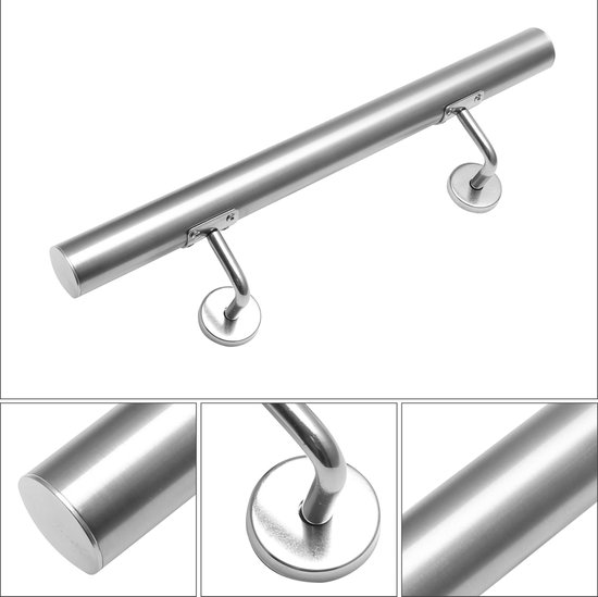 Trapleuning edelstaal Geborsteld Roestvrij Staal 200 cm Wandhouder met ...