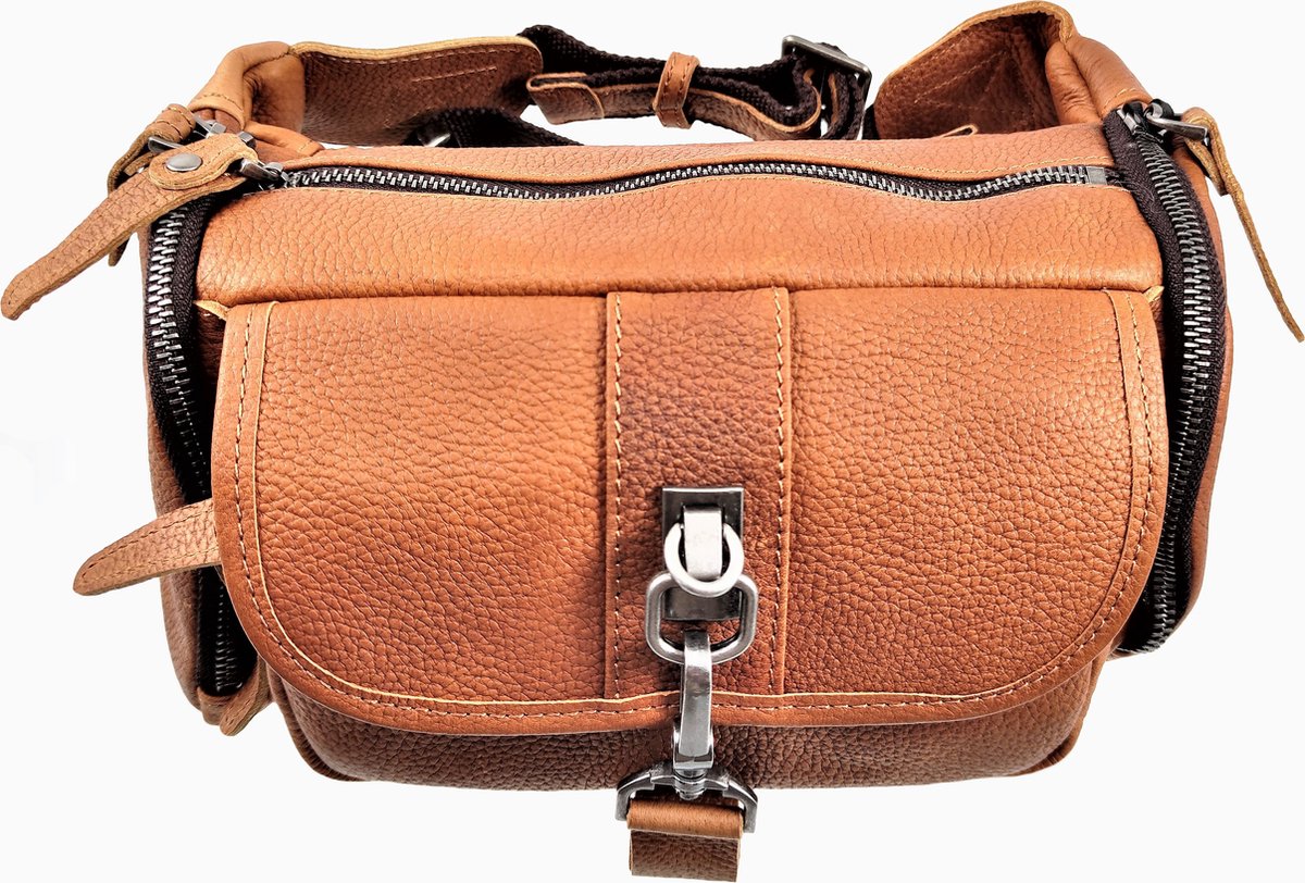 Groot Heuptas Unisex - Tanbruin Leren - Schoudertas - Informal ...