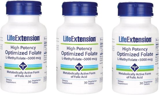 High Potency Optimized Folate (L-Methylfolate), 5000 mcg, 3-packs | bol.com