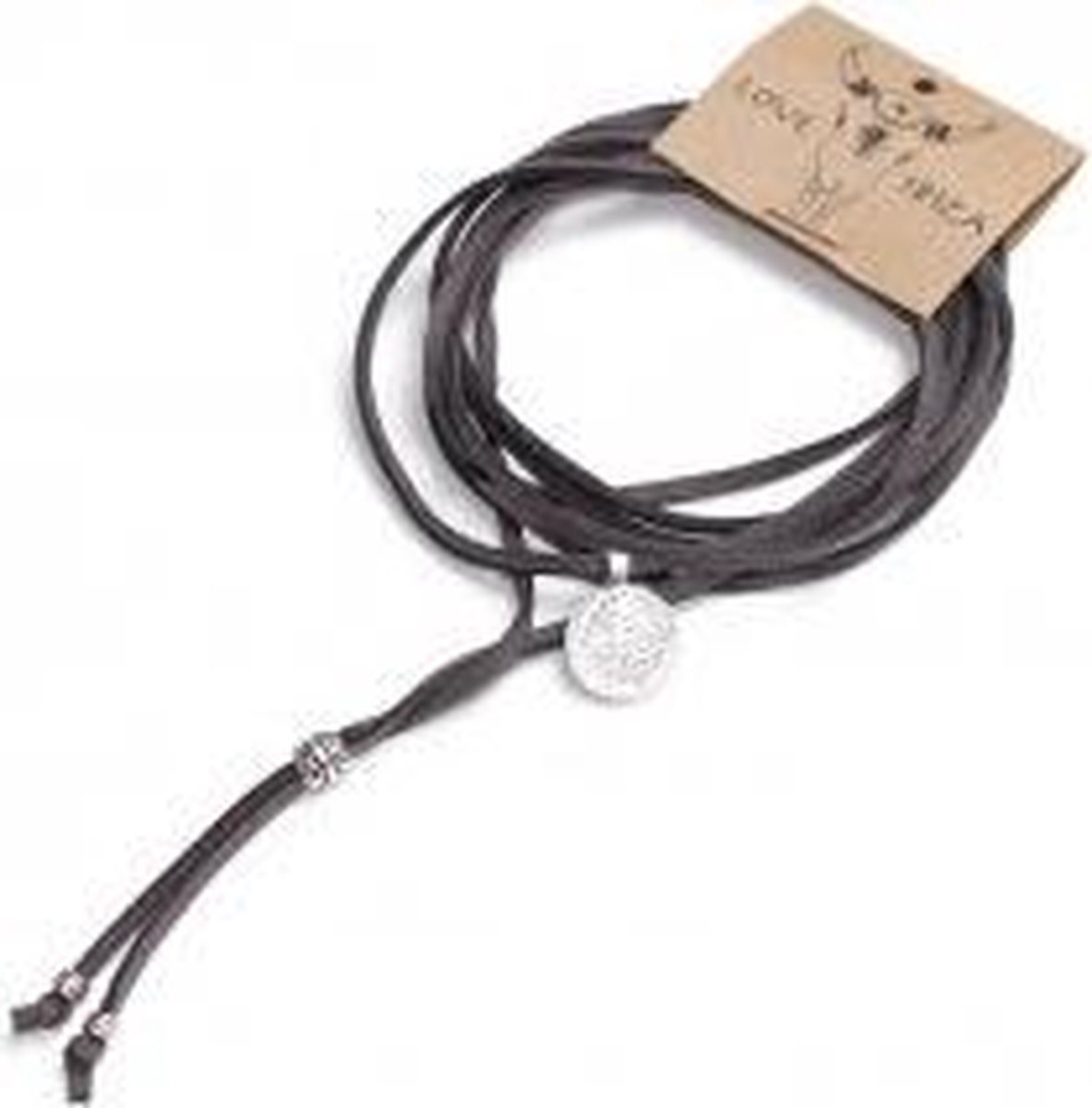 Een suede touwtje met een silver plated bedel en kraaltjes. | bol.com