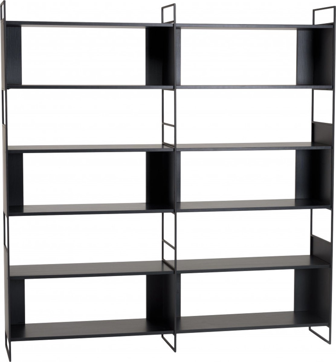 Macabane - DALY - Rek 6 nissen 3 niveaus zwart metalen frame | bol