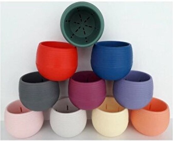 Set antraciet bloempotjes 6st UV-bestendige sierpotten met drainage ...