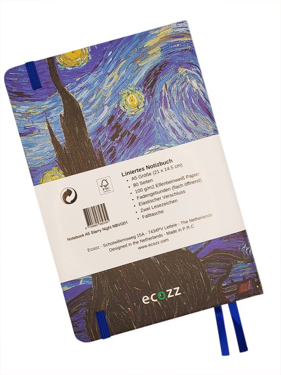 Ecozz gelinieerd notitieboek - Harde kaft - Vincent van Gogh - Starry ...