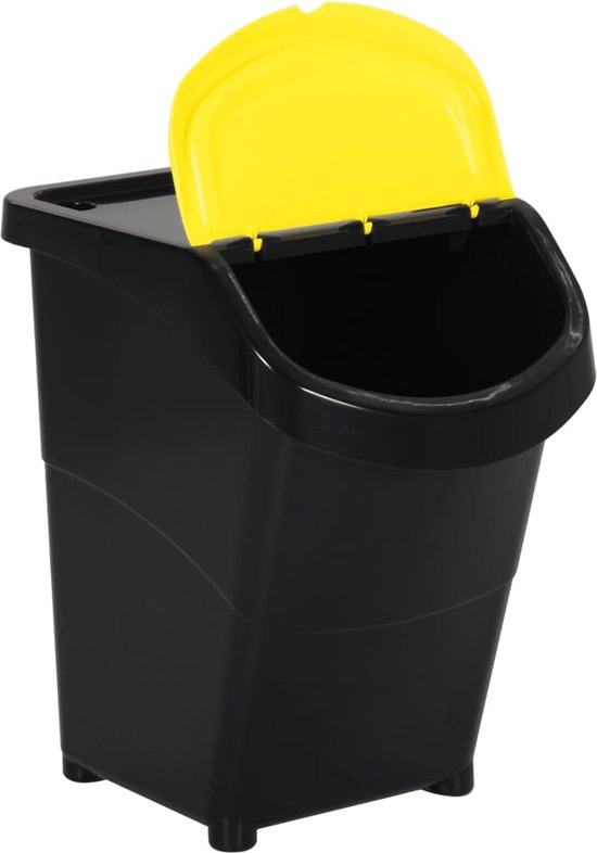 vidaXL Afvalbakken met deksels stapelbaar 3 st PP 120 L zwart | bol.com