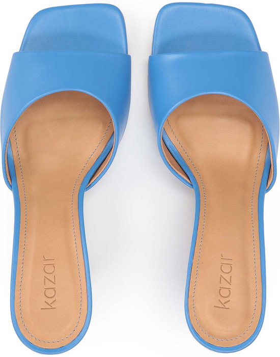 Blue leather square toe flip-flops | bol.com